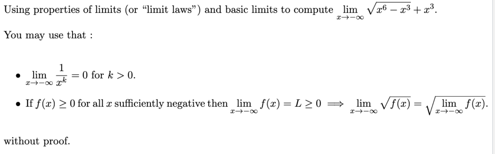 Solved Using properties of limits (or "limit laws") and | Chegg.com
