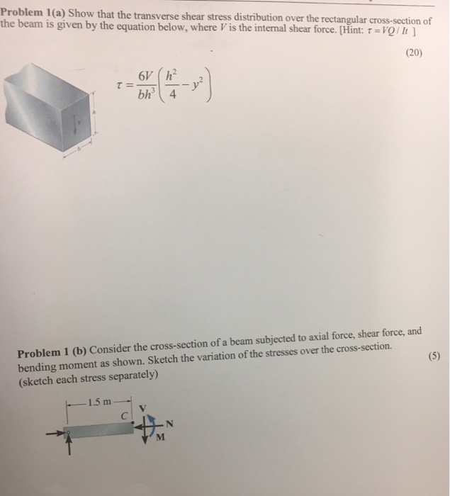 Solved Problem 1(a) Show that the transverse shear stress | Chegg.com