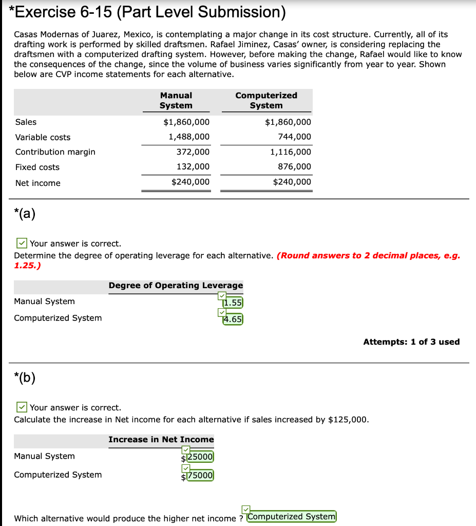 Solved *Exercise 6-15 (Part Level Submission) Casas Modernas | Chegg.com