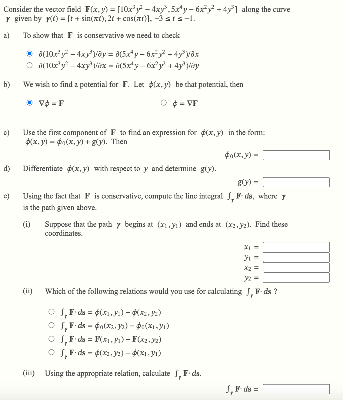 Solved Consider the vector field | Chegg.com