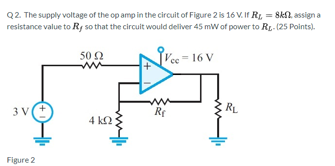 Solved Q2. The supply voltage of the op amp in the circuit | Chegg.com