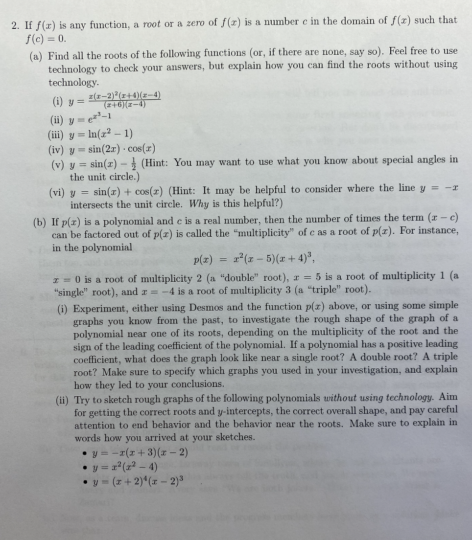 Solved If f(x) ﻿is any function, a root or a zero of f(x) | Chegg.com