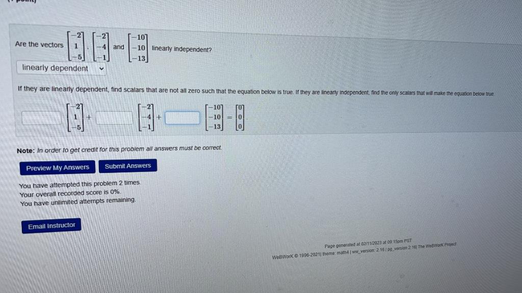 Solved Are the vectors ⎣⎡−21−5⎦⎤,⎣⎡−2−4−1⎦⎤ and | Chegg.com