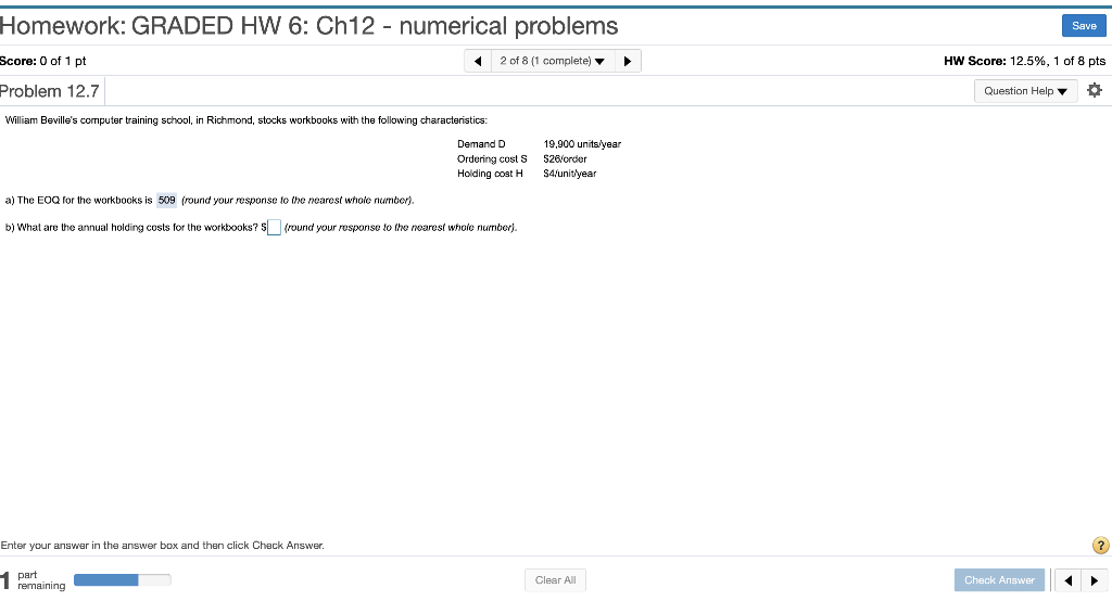 Solved Homework: GRADED HW 6: Ch12 - numerical problems Save | Chegg.com