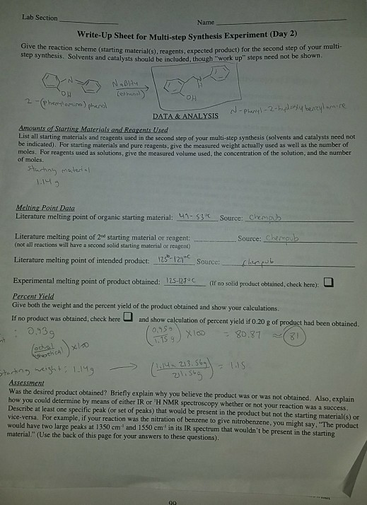 Solved Lab Section Name Write-Up Sheet for Multi-step | Chegg.com