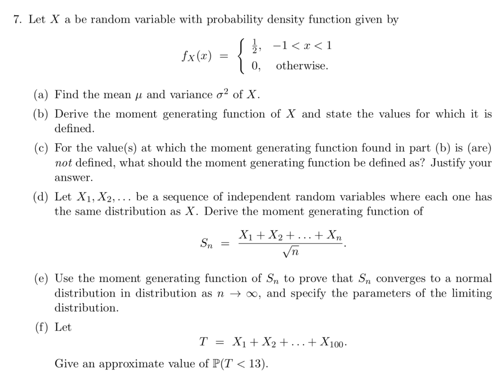 Solved 7. Let X a be random variable with probability | Chegg.com