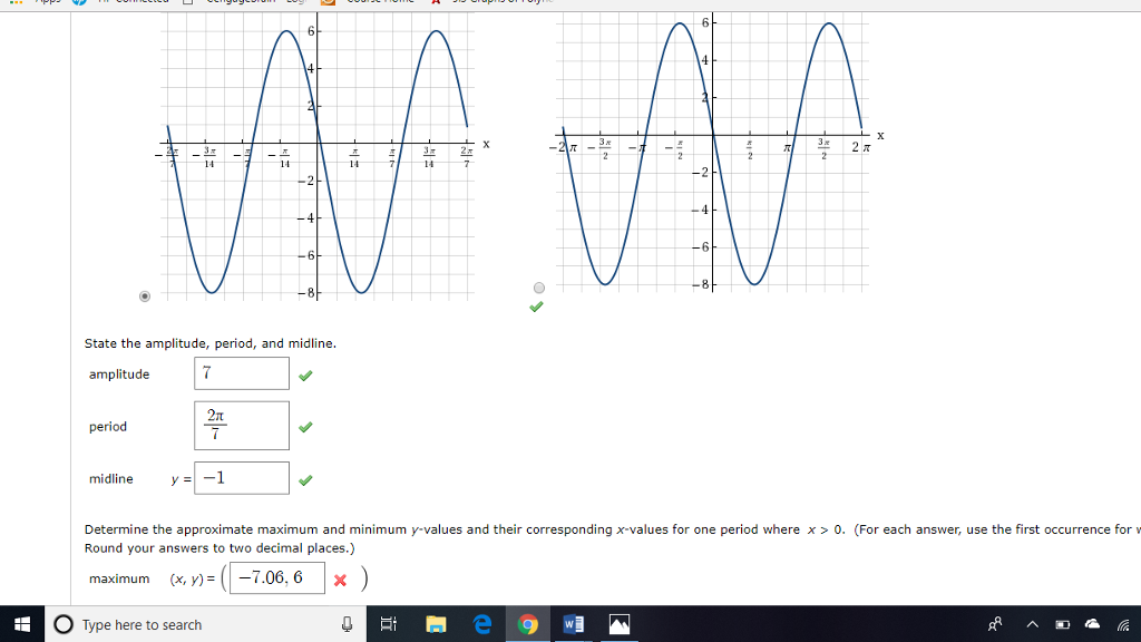Solved Determine the exact maximum and minimum y-values and | Chegg.com