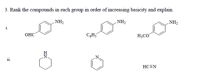 Solved 3. Rank the compounds in each group in order of | Chegg.com