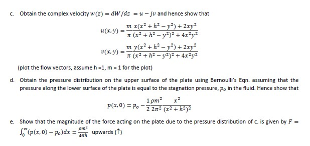 3. Here we consider the complex potential for a flat | Chegg.com