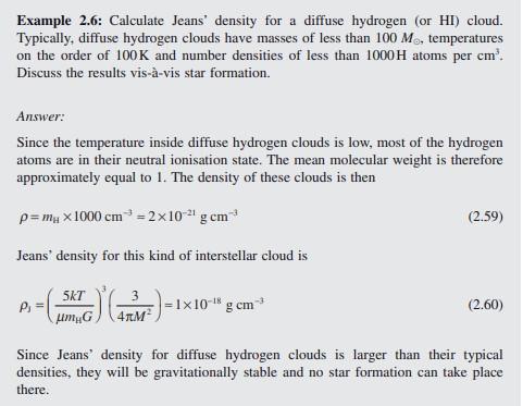 Solved 2.6 Calculate Jeans ’ mass for diffuse hydrogen | Chegg.com