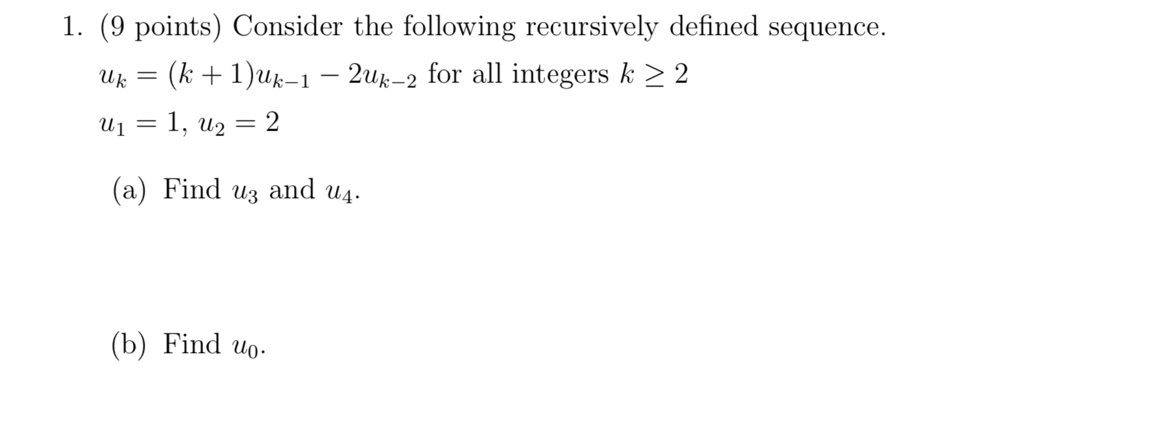 Solved 1. (9 points) Consider the following recursively | Chegg.com