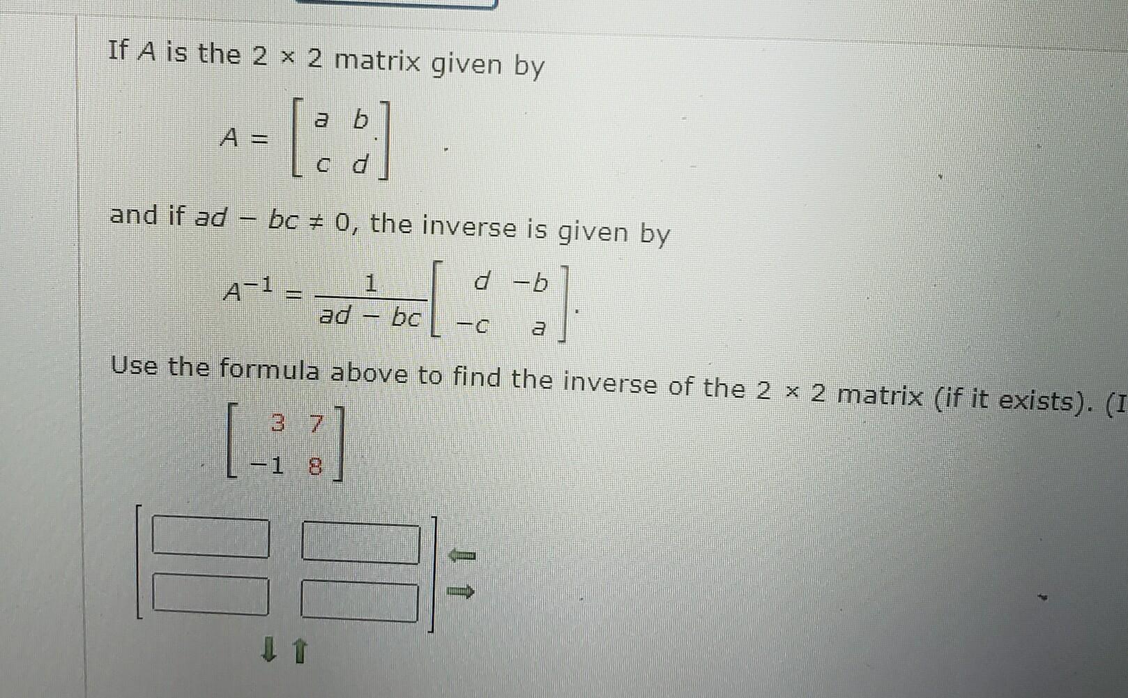 Solved If A is the 2 x 2 matrix given by a 5 co and if ad – | Chegg.com