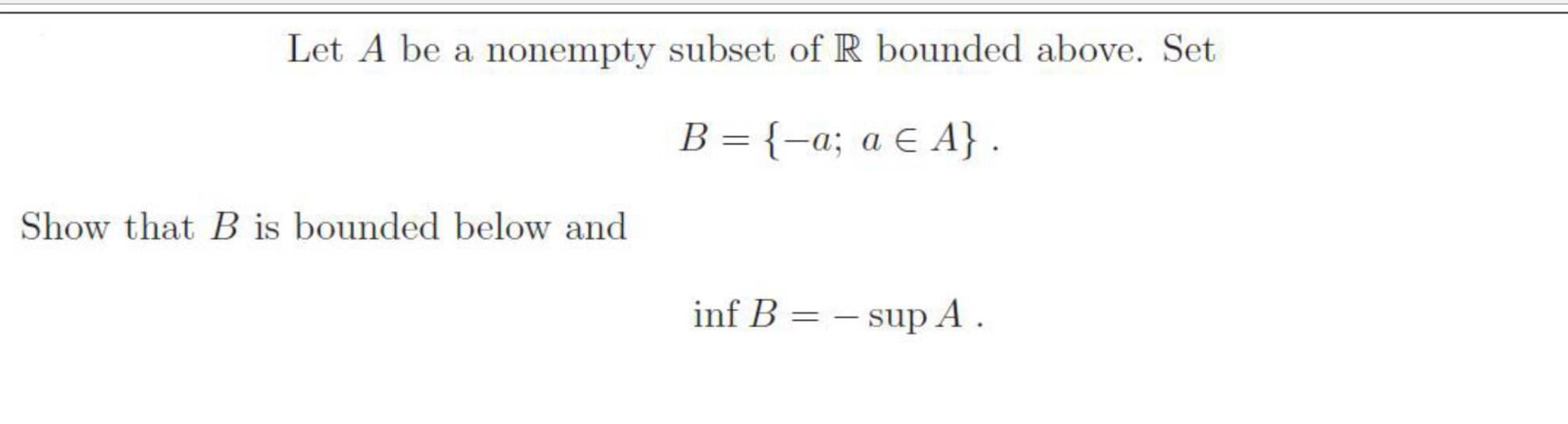 Solved Let A Be A Nonempty Subset Of R Bounded Above Set