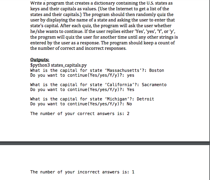 Write a program that creates a dictionary containing | Chegg.com