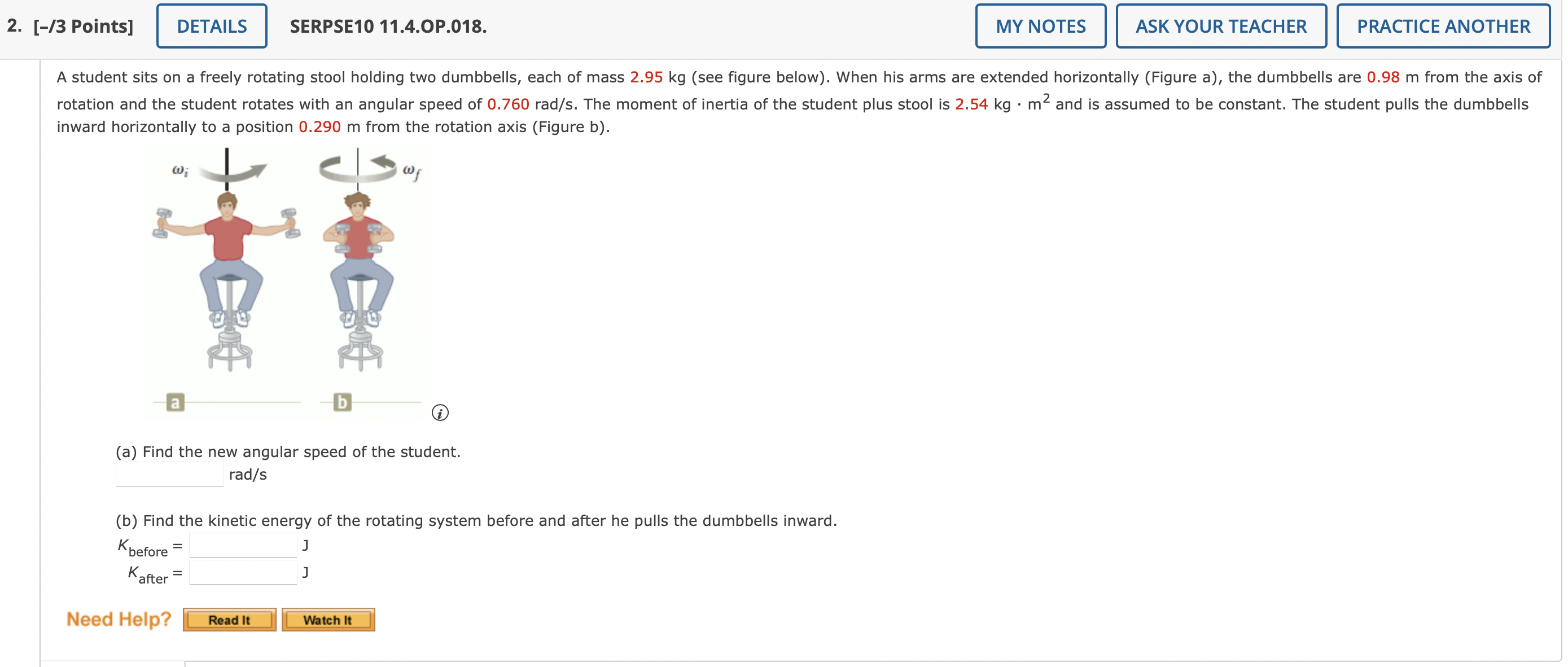 inward horizontally to a position 0.290m ﻿from the | Chegg.com