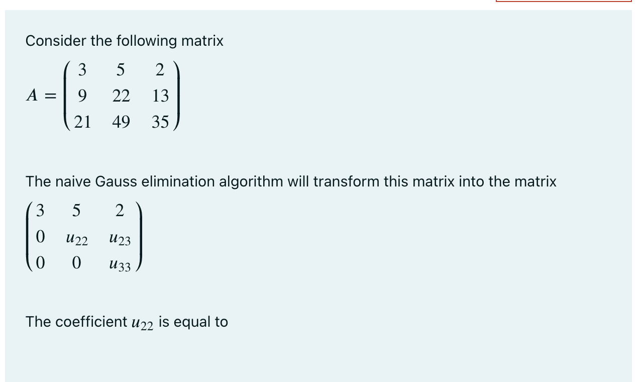 Solved Consider the following matrix A=⎝⎛39215224921335⎠⎞ | Chegg.com