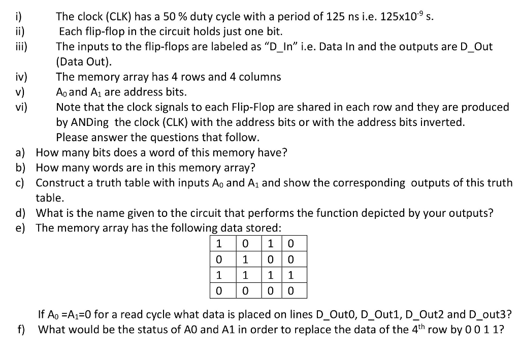 Solved Problem 4: Designing Memory Arrays Using Flip-Flops | Chegg.com