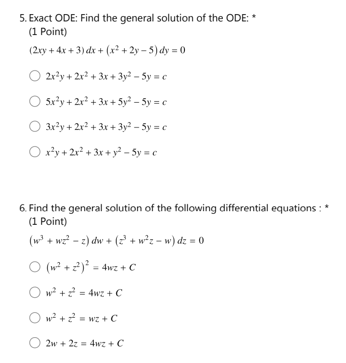 Solved 5. Exact ODE: Find the general solution of the ODE: * | Chegg.com