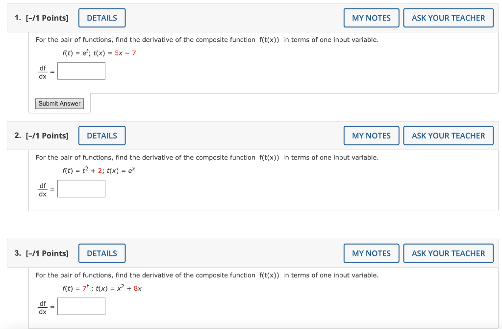 Solved 1. [-/1 Points] DETAILS MY NOTES ASK YOUR TEACHER For | Chegg.com
