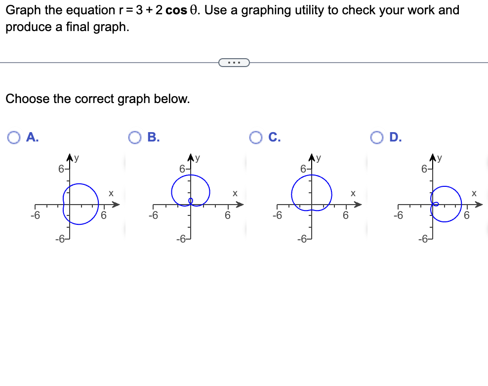 Solved Graph the equation r=3+2cosθ. ﻿Use a graphing utility | Chegg.com