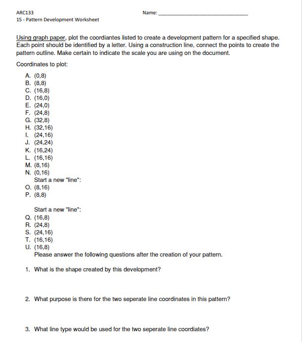 Solved ARC133Name15 - ﻿Pattern Development WorksheetUsing | Chegg.com
