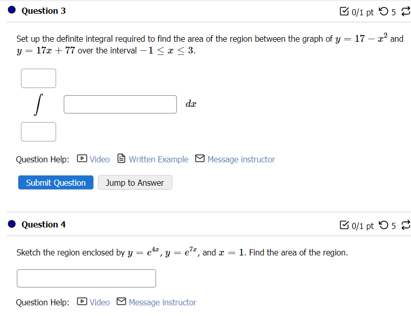 Solved Question 3 B0/1 pt 55 17 - 22 and Set up the definite | Chegg.com Solved Question 3 B0/1 pt 55 17 - 22 and Set up the definite | Chegg.com