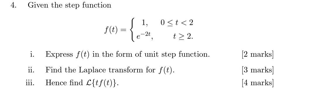 Solved 4. Given the step function s 1, 0 2. . i. Express | Chegg.com