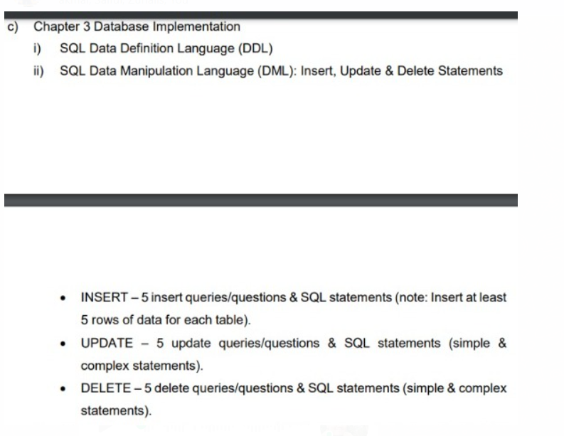 Solved c) Chapter 3 Database Implementation i) SQL Data | Chegg.com
