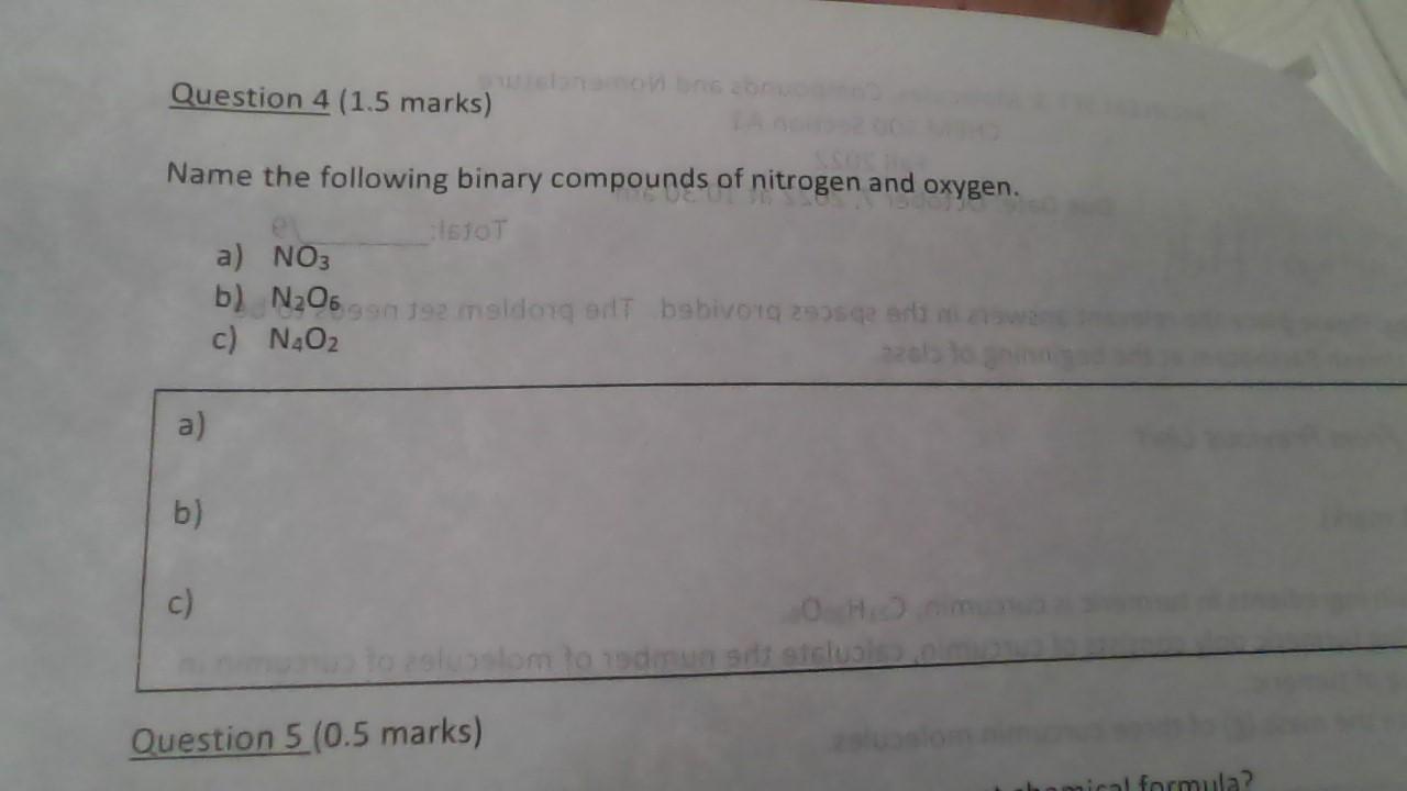 Solved Name the following binary compounds of nitrogen and | Chegg.com