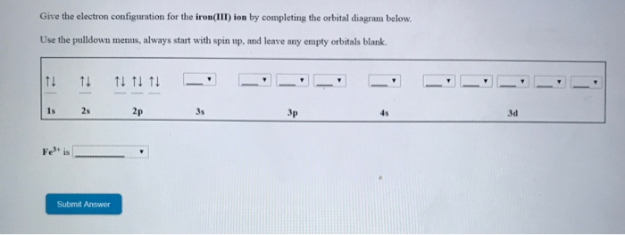 Solved Give the electron configuration for the iron ion by | Chegg.com