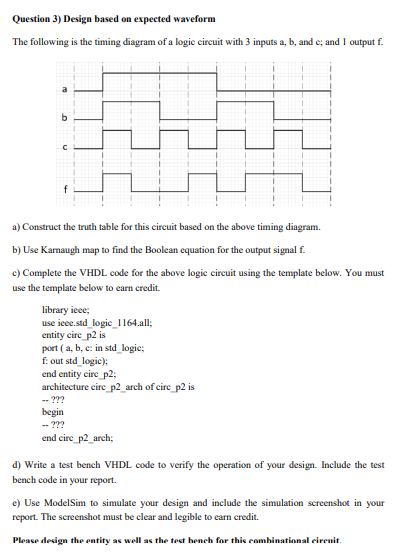 Solved Question 3 Design Based On Expected Waveform The