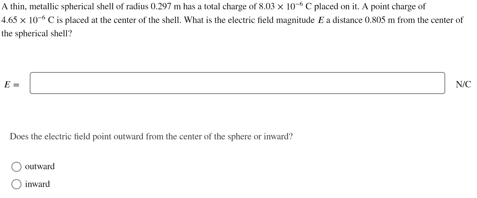 Solved A spherical shell contains three charged objects. The | Chegg.com