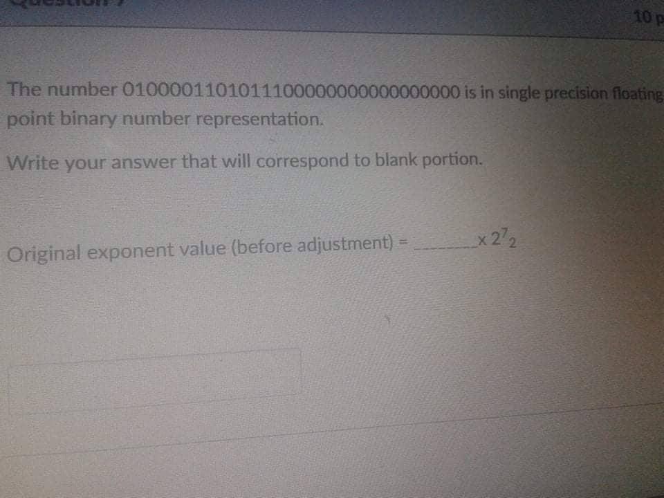 Solved 10 p 0100001101011100000000000000000 is in single | Chegg.com