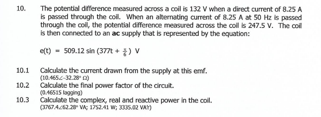 Solved 10. The potential difference measured across a coil | Chegg.com
