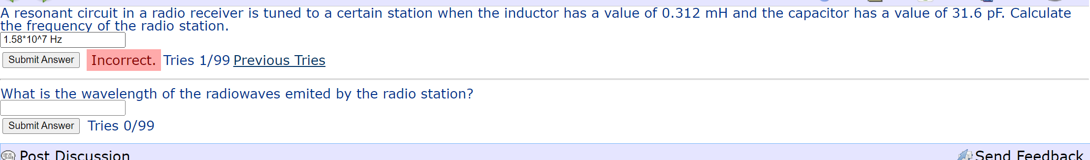 Solved A resonant circuit in a radio receiver is tuned to a | Chegg.com