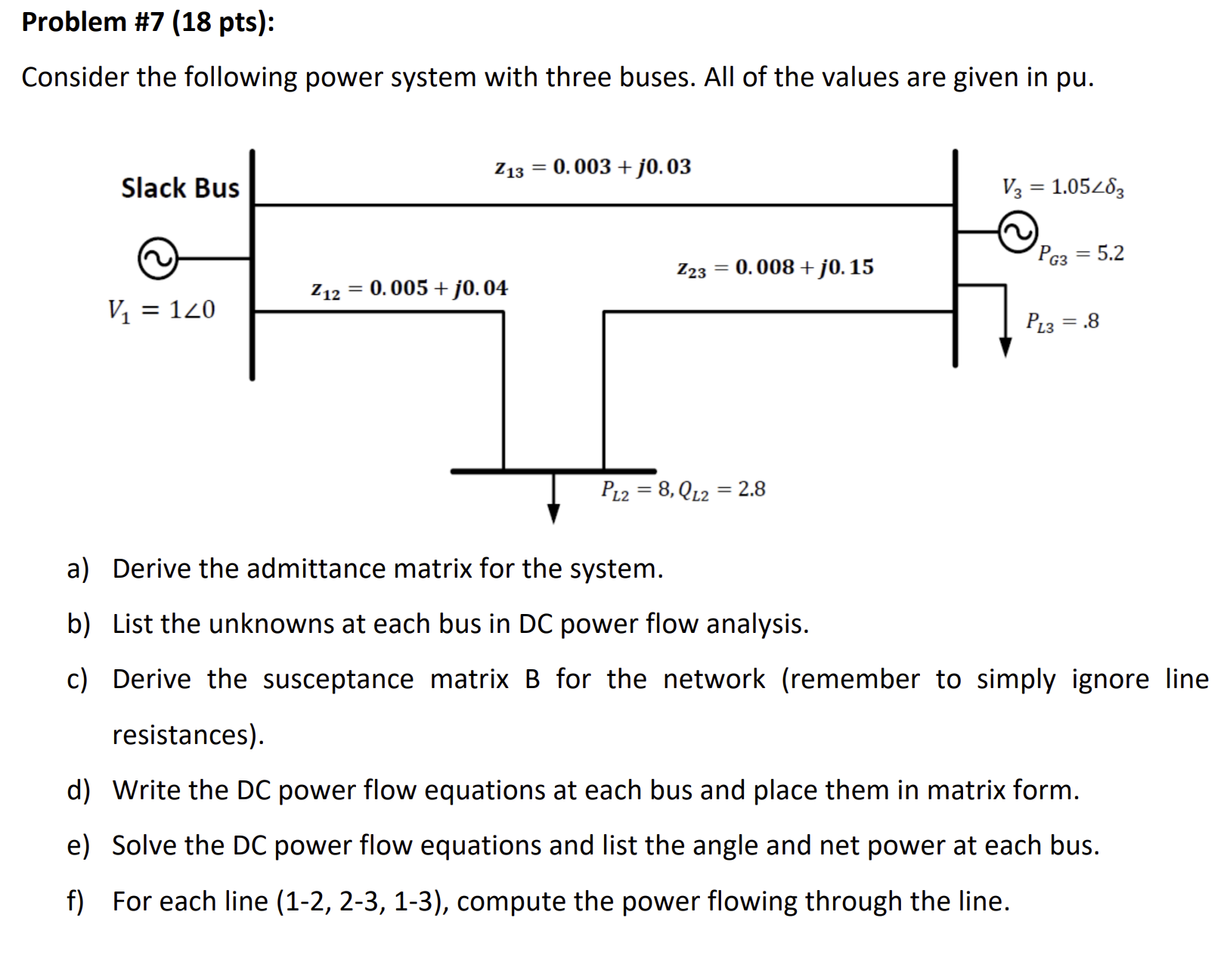Solved Consider the following power system with three buses. | Chegg.com
