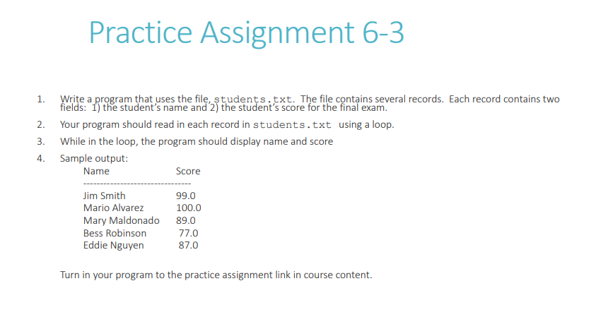 Solved This is the way the assignment should be laid out: : | Chegg.com