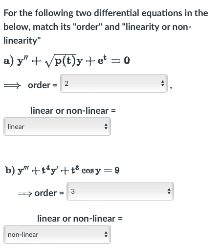 Solved For the following two differential equations in the | Chegg.com