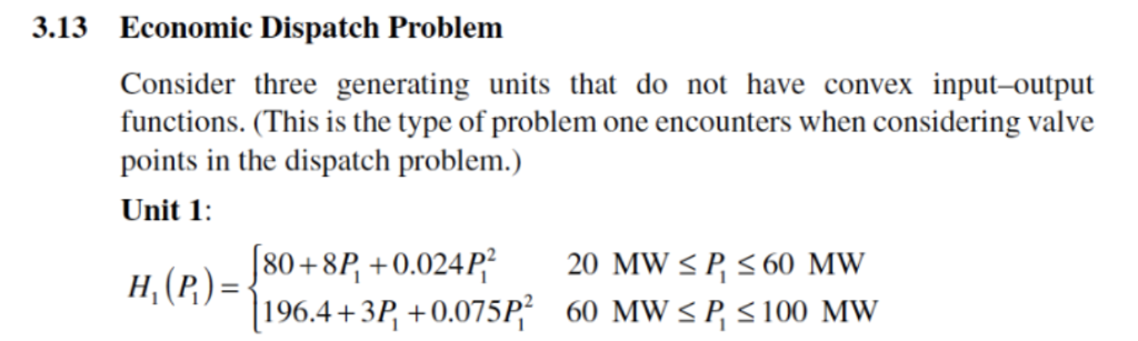 3.13 Economic Dispatch Problem Consider three | Chegg.com
