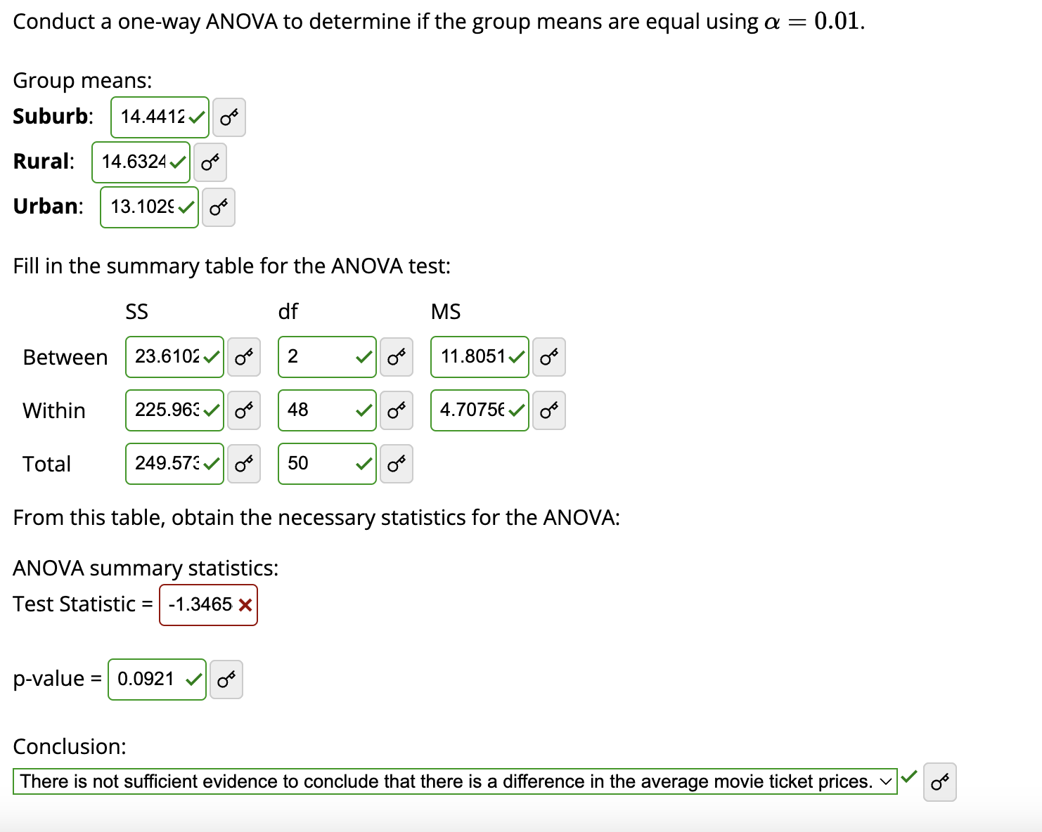 Solved Conduct a one-way ANOVA to determine if the group | Chegg.com