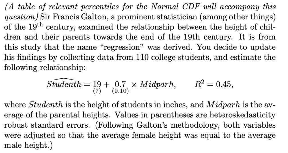 (A table of relevant percentiles for the Normal CDF | Chegg.com