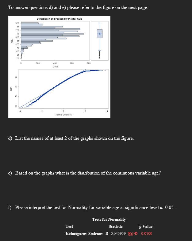 Solved To answer questions d) and e) please refer to the | Chegg.com