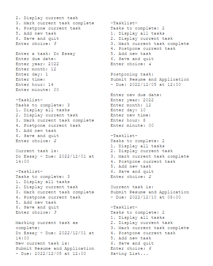 Solved Task List Update Lab 5 to use an iterator to display | Chegg.com