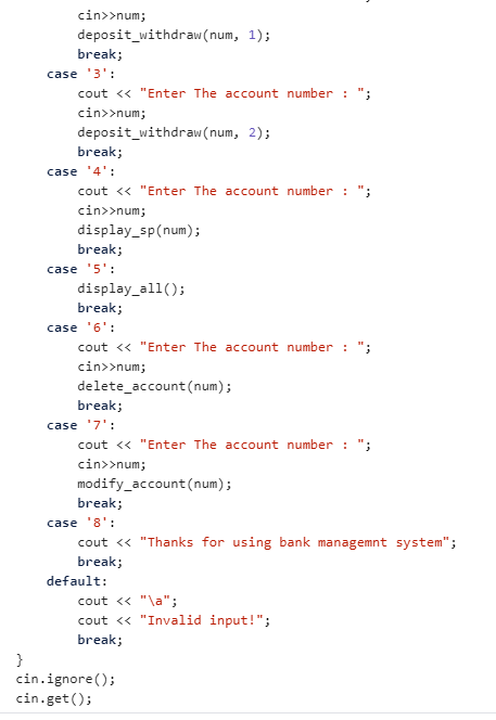 C++ help!! please help the bank management project to | Chegg.com