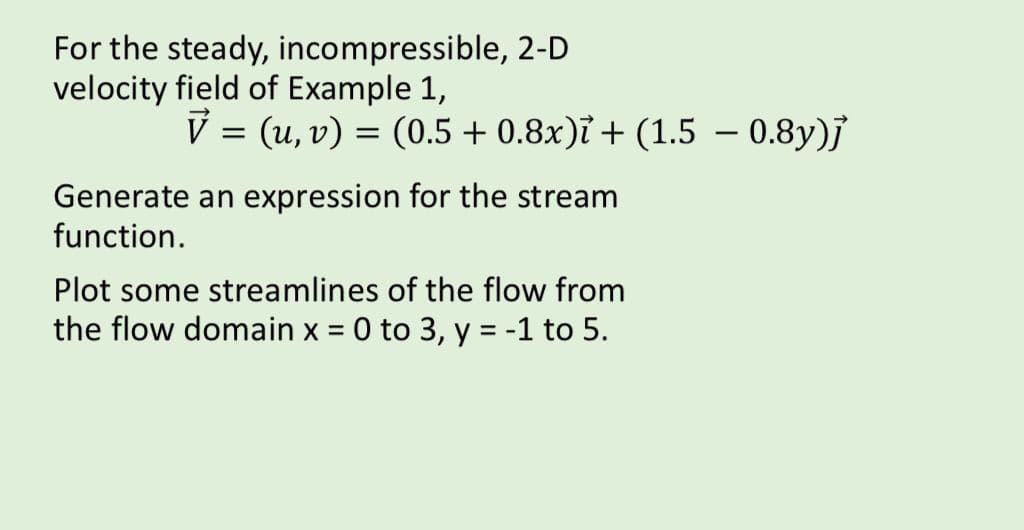 Solved For the steady, incompressible, 2-D velocity field of | Chegg.com