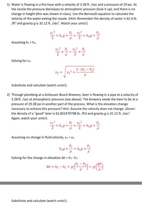 Solved 1) Water is flowing in a fire hose with a velocity of | Chegg.com