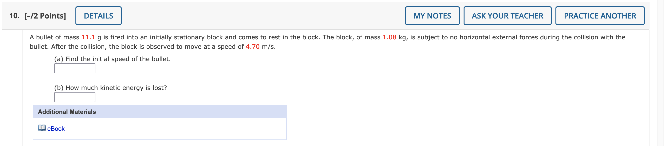 Solved bullet. After the collision, the block is observed to | Chegg.com