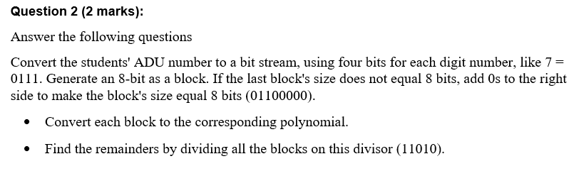 Solved Question 2 (2 marks): Answer the following questions | Chegg.com