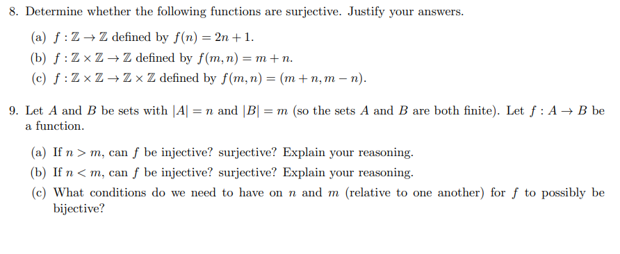 Solved 8 Determine Whether The Following Functions Are