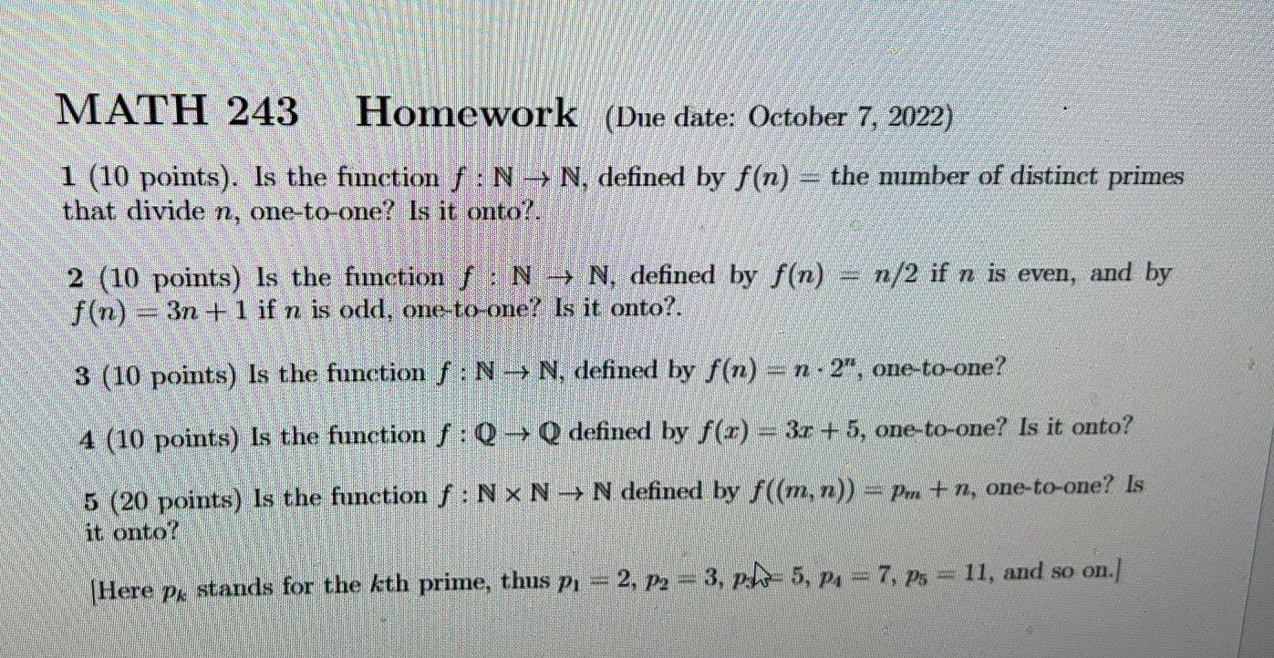 Solved MAMH 243 Homework (Due date: October 7, 2022) 1 ( 10 | Chegg.com